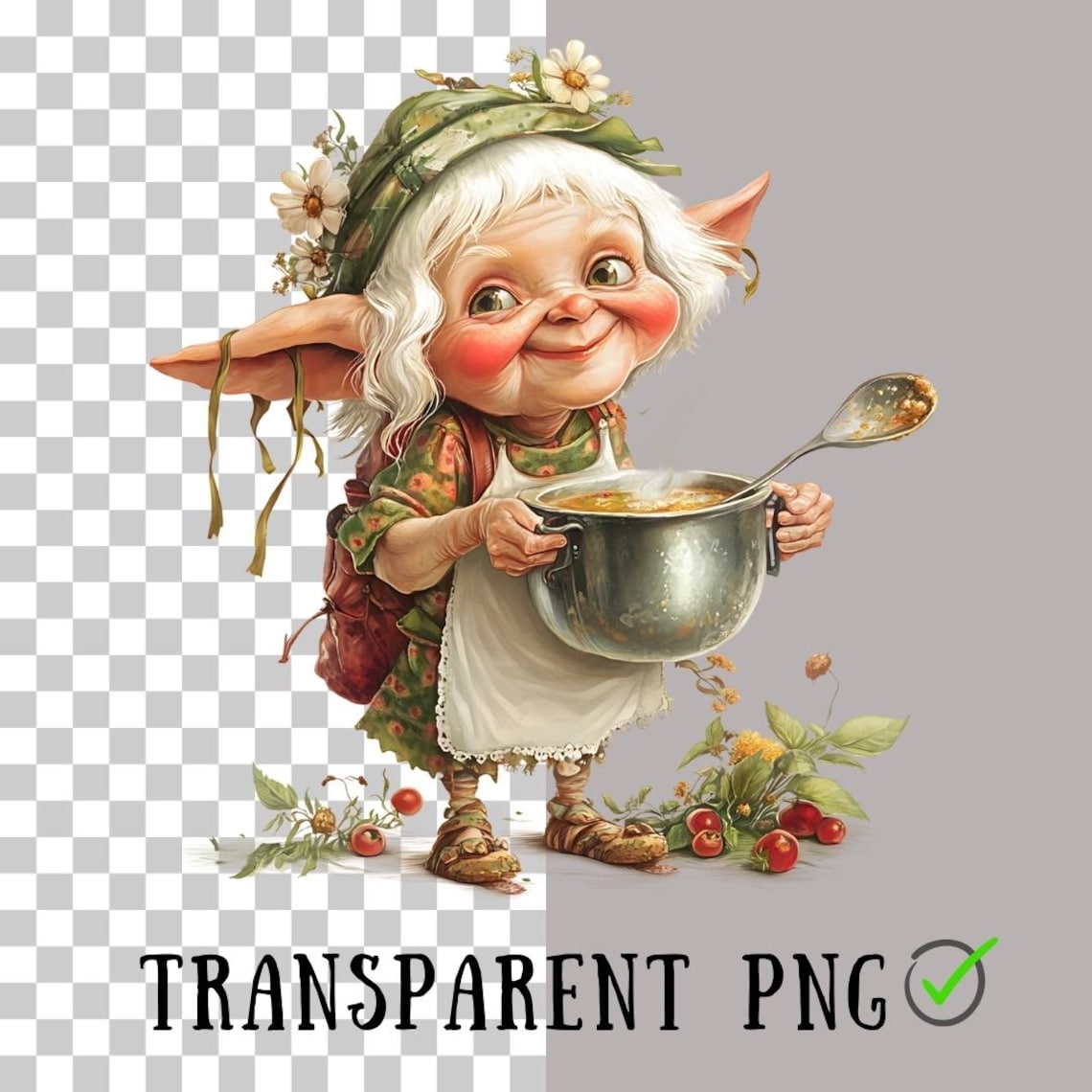 Quirky Old Fairy Lady Clipart: Summer Grandma Graphics (instant ...