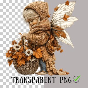 18 Cute Autumn Fairy Clipart PNG With Cozy Fall Outfits, Wings ...