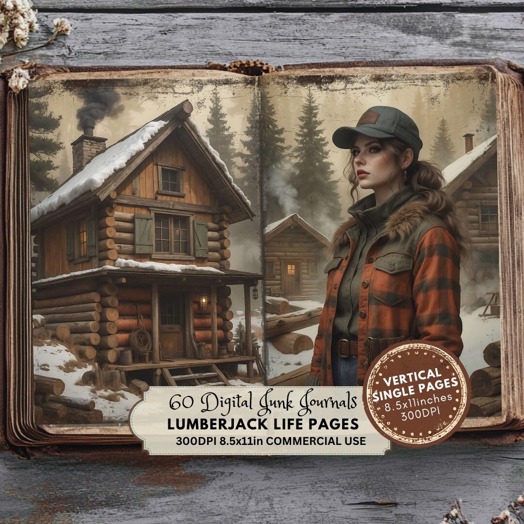 Lumberjack Junk Journal Kit: Rustic Plaid & Cabin Ephemera (digital ...