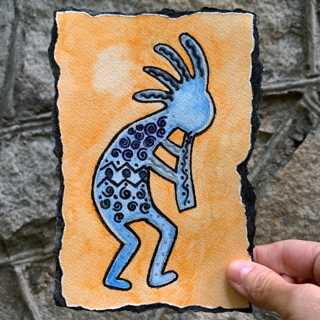Kokopelli God Watercolor Painting: Pagan Altar Decor - Etsy