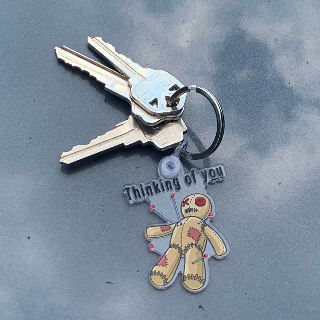 Voodoo Doll Clear Keychain, Voodoo Doll Keyring, Voodoo Doll, Thinking ...