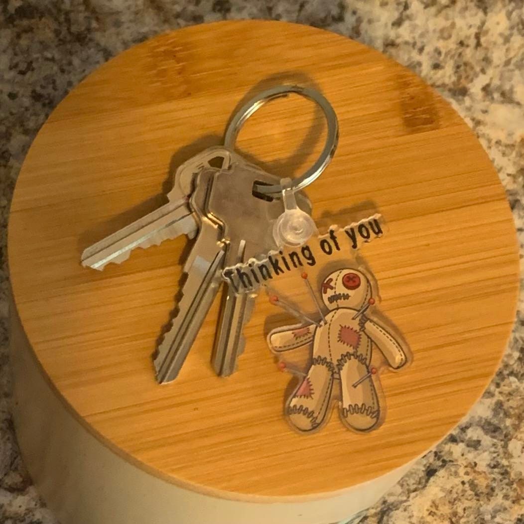 Voodoo Doll Clear Keychain, Voodoo Doll Keyring, Voodoo Doll, Thinking ...