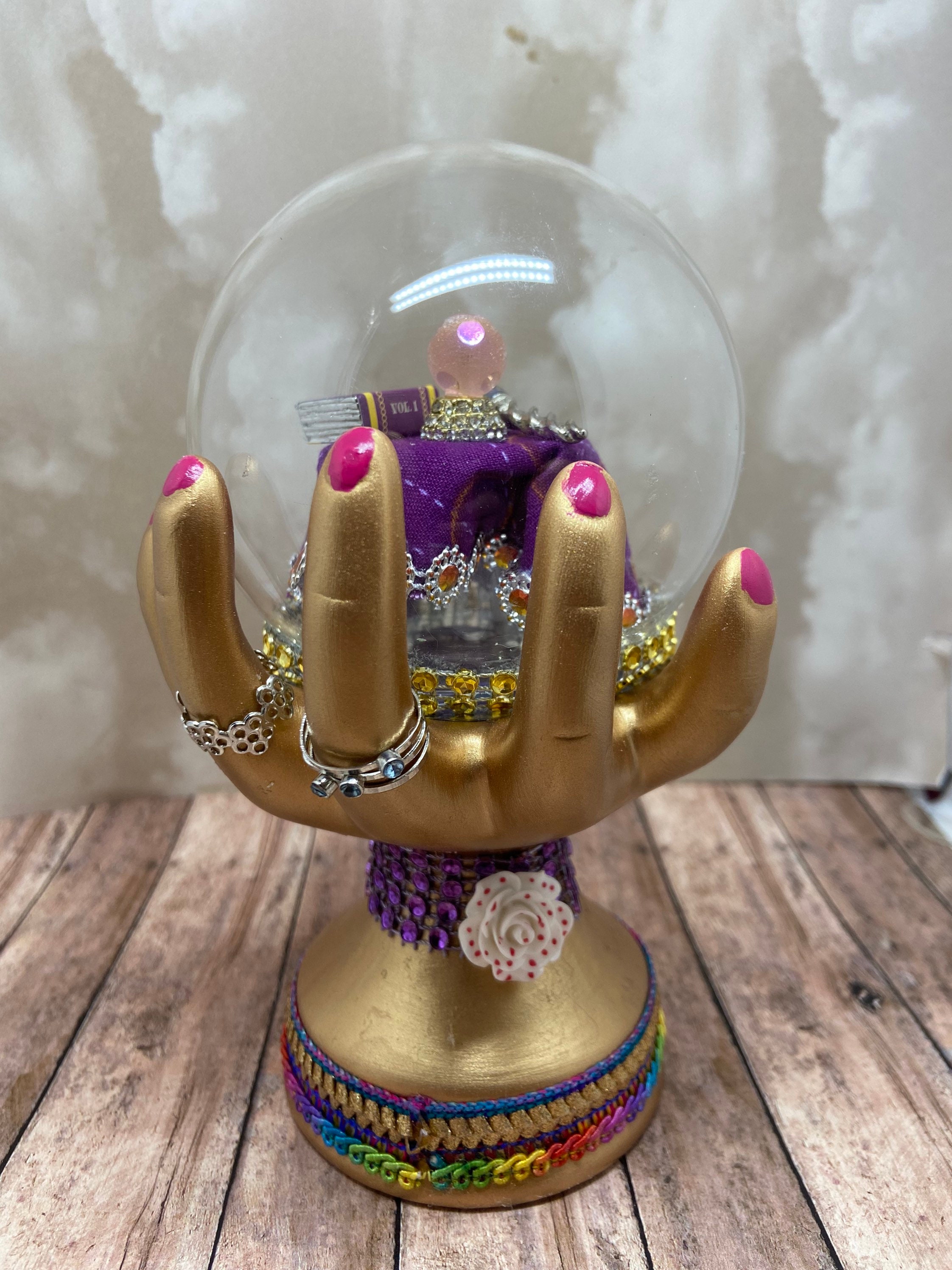 Miniature Fortune Tellers Table in Glass Globe and Ceramic Hand - Etsy