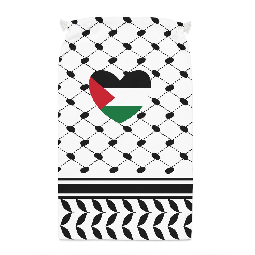 Palestine Heart Sack | Keffiyeh Pattern Drawstring Sack - Etsy