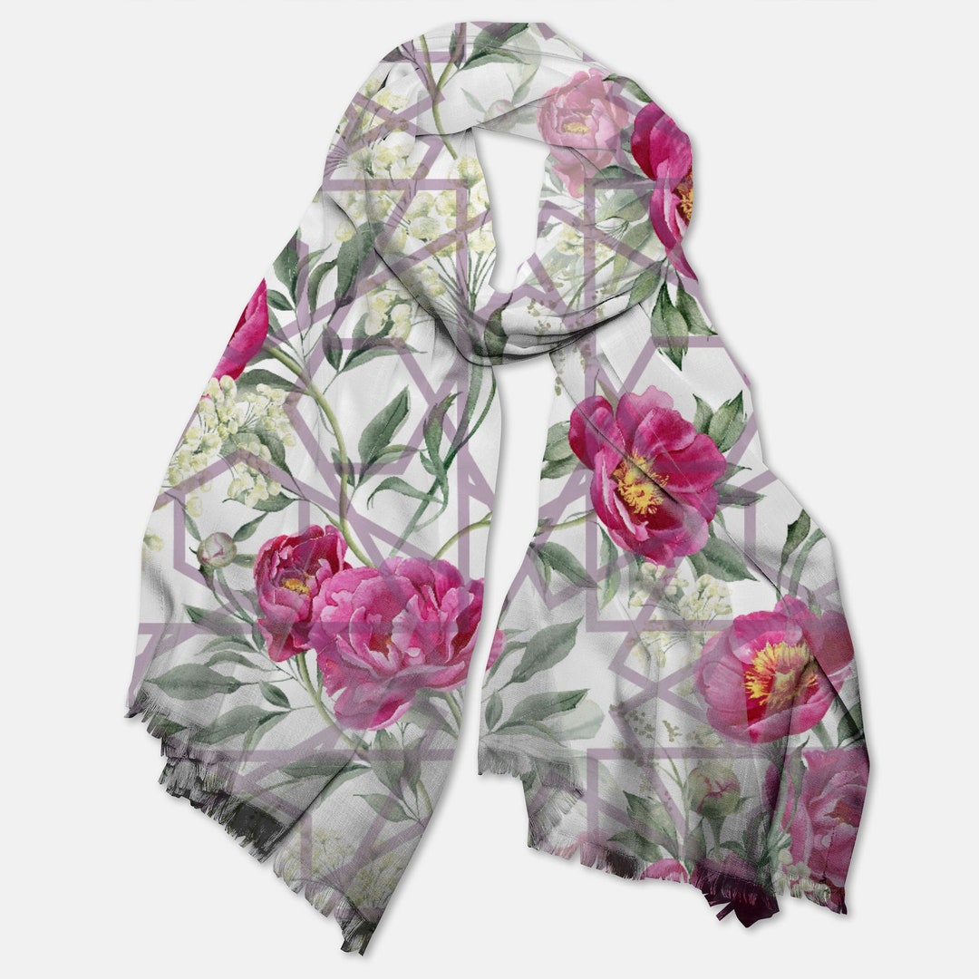 Roses of Madina Pashmina: White With Islamic Elegance Ramadan Terawih ...