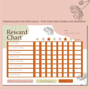 Editable Reward Chart A4 A5 Letter Size Printable Reward - Etsy