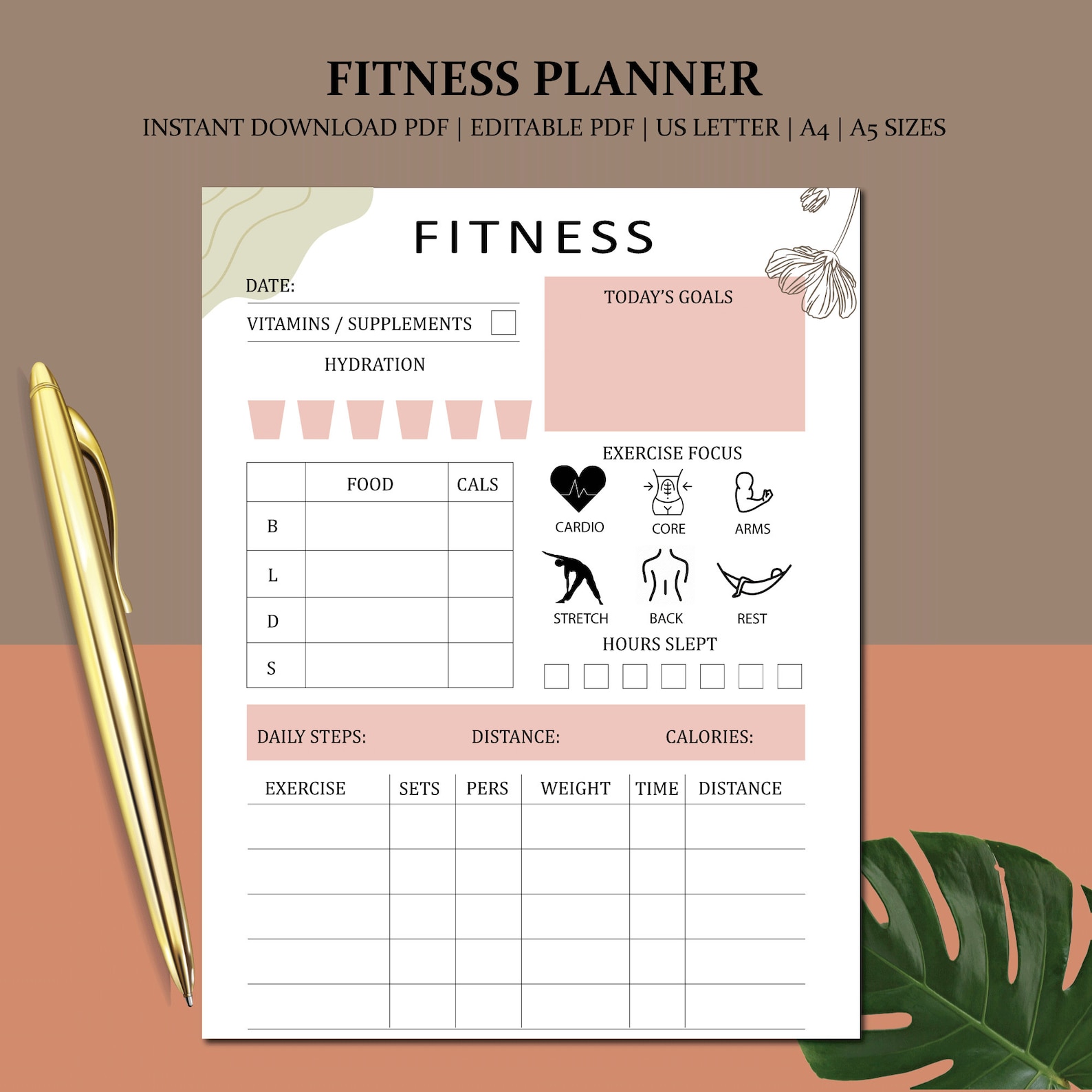 Digital Fitness Planner Editable Fitness Planner - Etsy