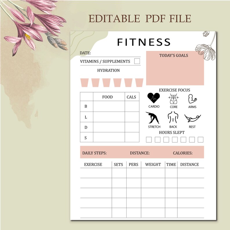 Digital Fitness Planner Editable Fitness Planner - Etsy