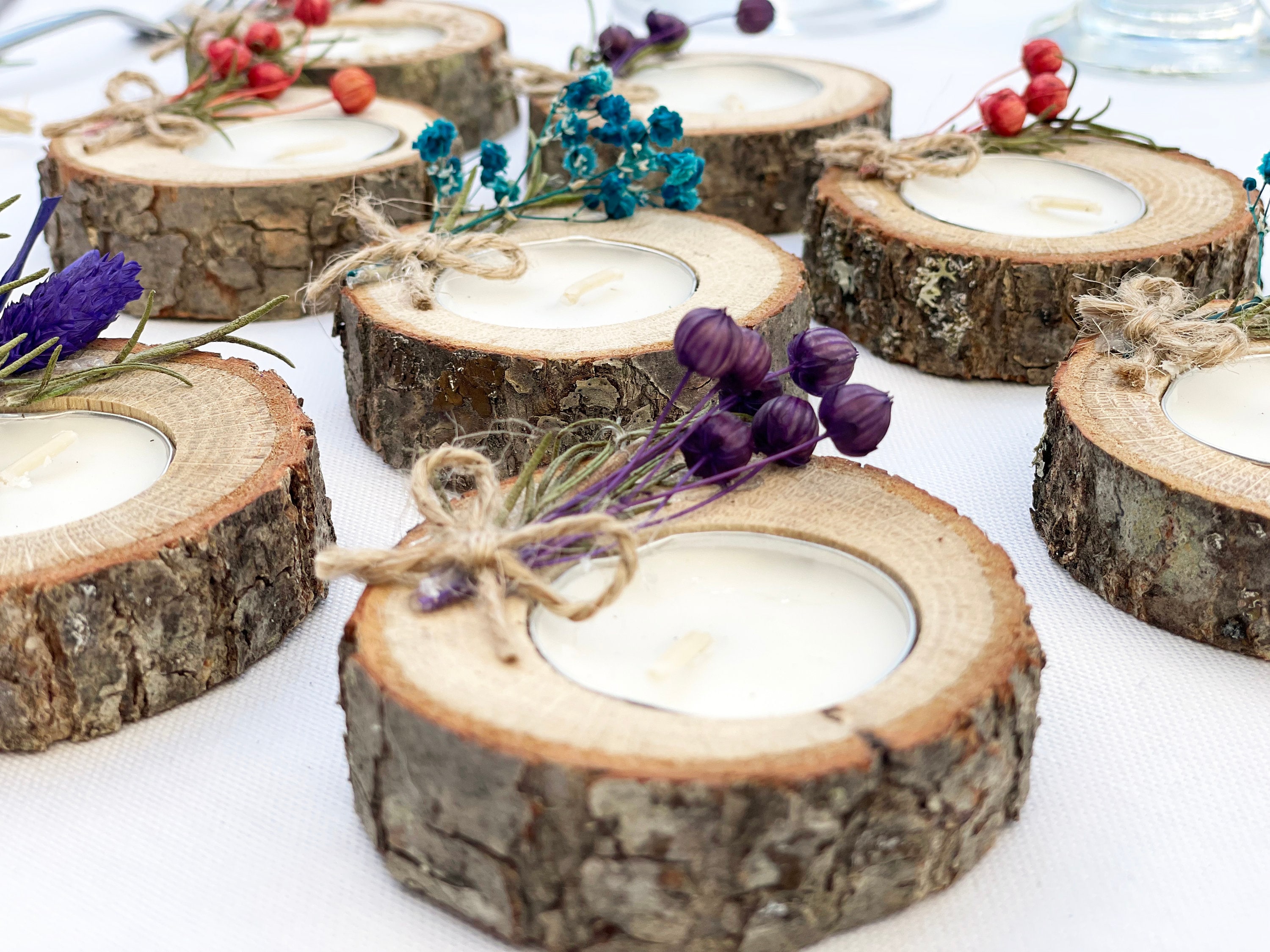 Tree Trunk Slice Favor Wood Favors With Tealight Candle Party Favor ...