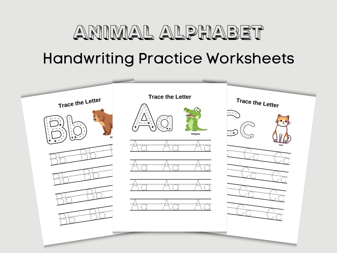 26 Printable Uppercase and Lowercase Animal Alphabet Tracing Worksheets ...