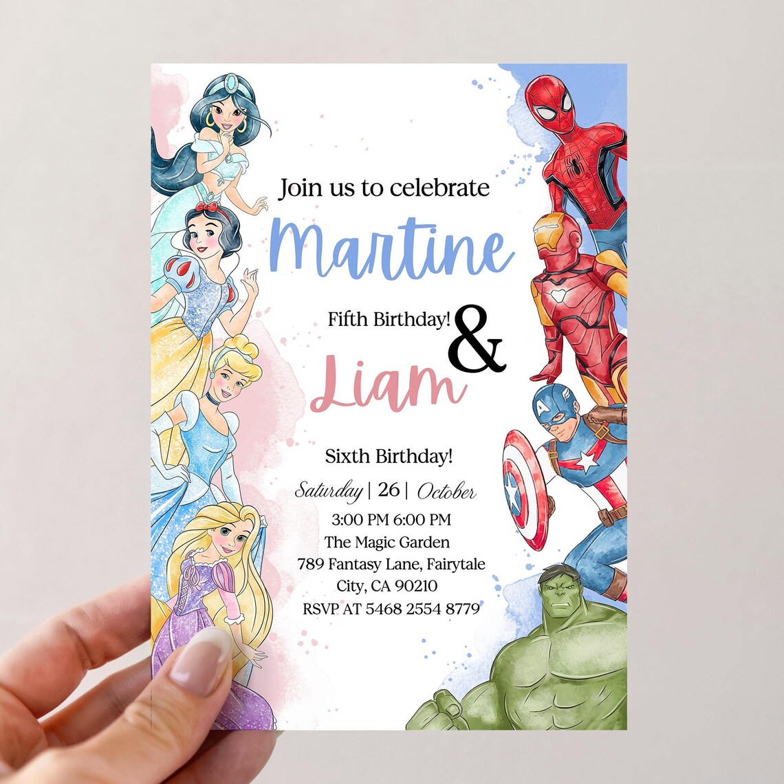 Superhero Princess Birthday Invitation: Joint Party, Boy & Girl ...