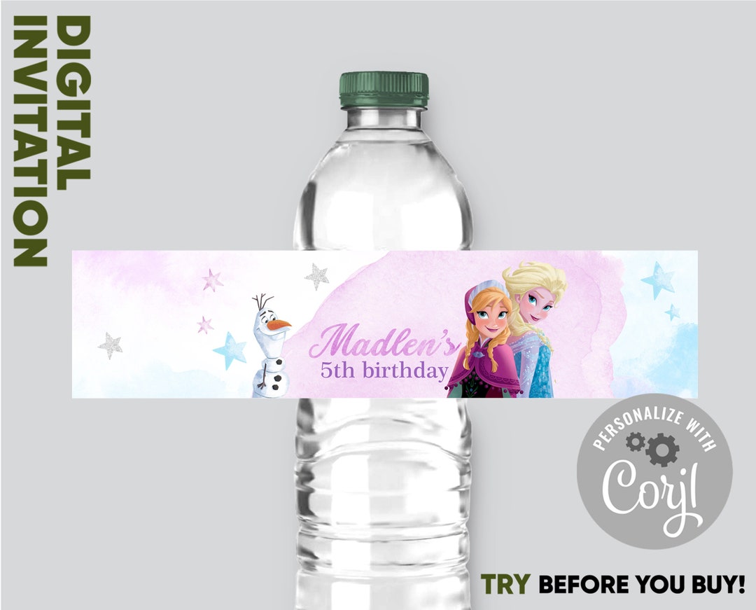 Elsa And Anna Water Bottle Labels Printable Labels For Frozen Etsy