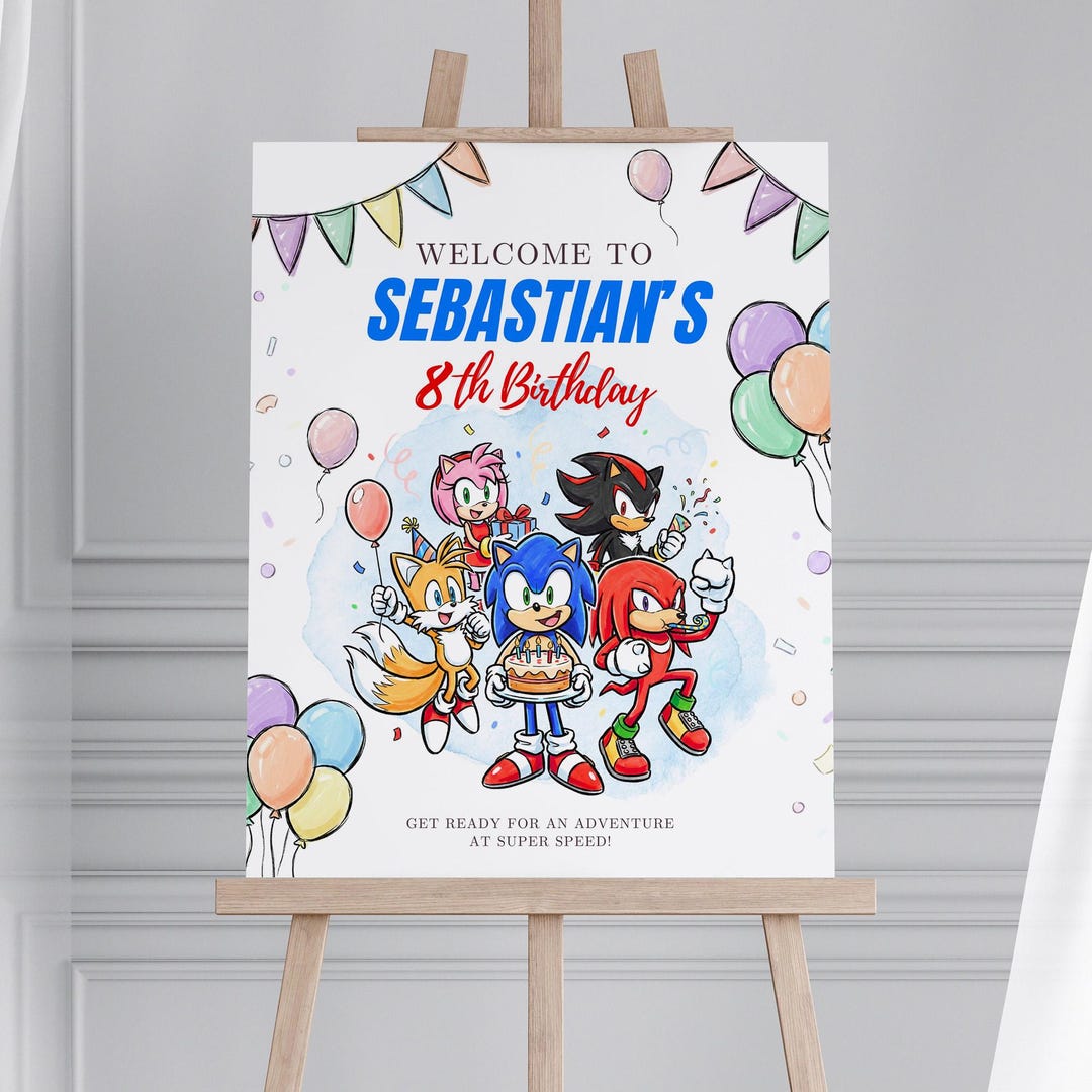 Sonic Welcome Sign Printable, Sonic Birthday Welcome Poster, Custom ...