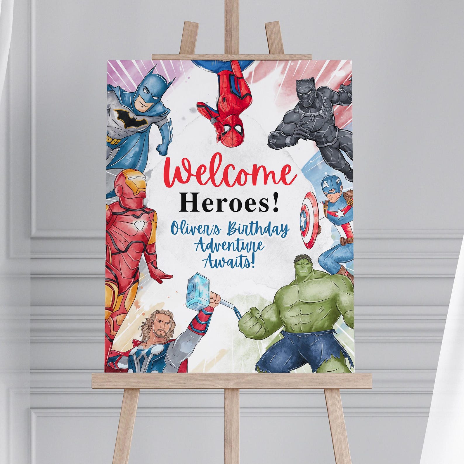 Superhero Welcome Sign: Avengers Birthday Party Decoration (canva ...