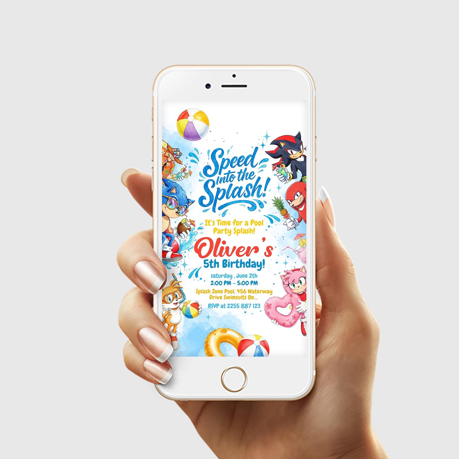 Sonic Pool Party Birthday Invitation: Editable Digital Download - Etsy
