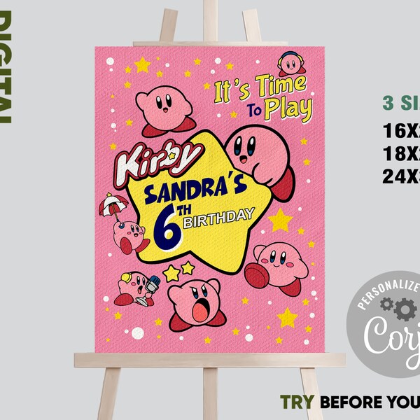 Kirby Birthday Welcome Sign - Etsy