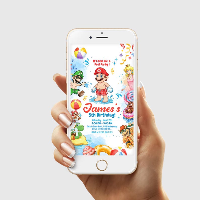 Mario Pool Party Birthday Invitation: Summer Bros Invite (printable) - Etsy