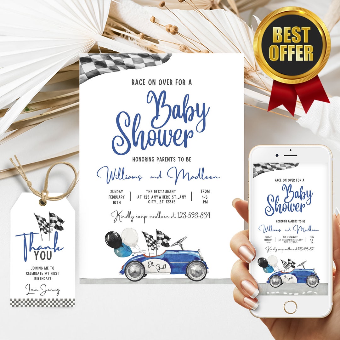 EDITABLE Race Car Baby Shower Invitation, Invite Sprinkle Digital ...