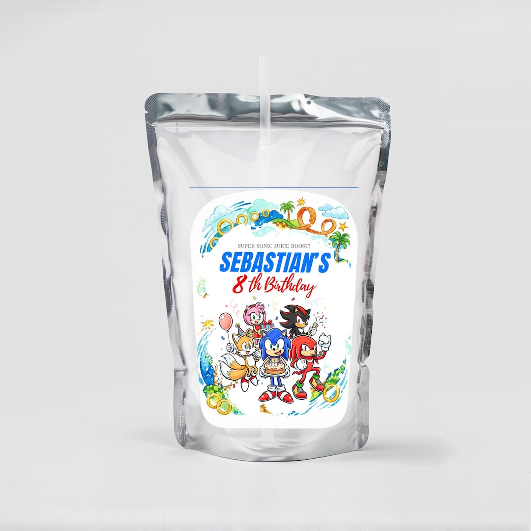 Sonic Juice Pouch Label Printable, Custom Sonic Birthday Party Favor ...