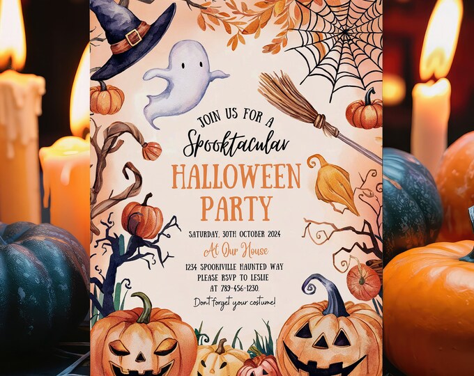 Digital Customizable Halloween Party Invitation Template - Etsy
