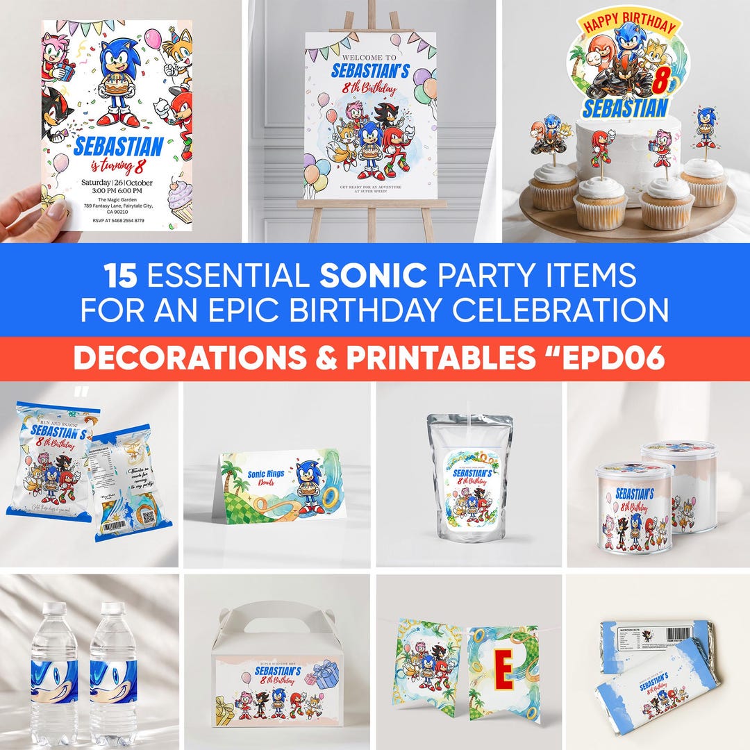 Sonic Birthday Party Decorations Bundle, Sonic Printable Party Pack ...