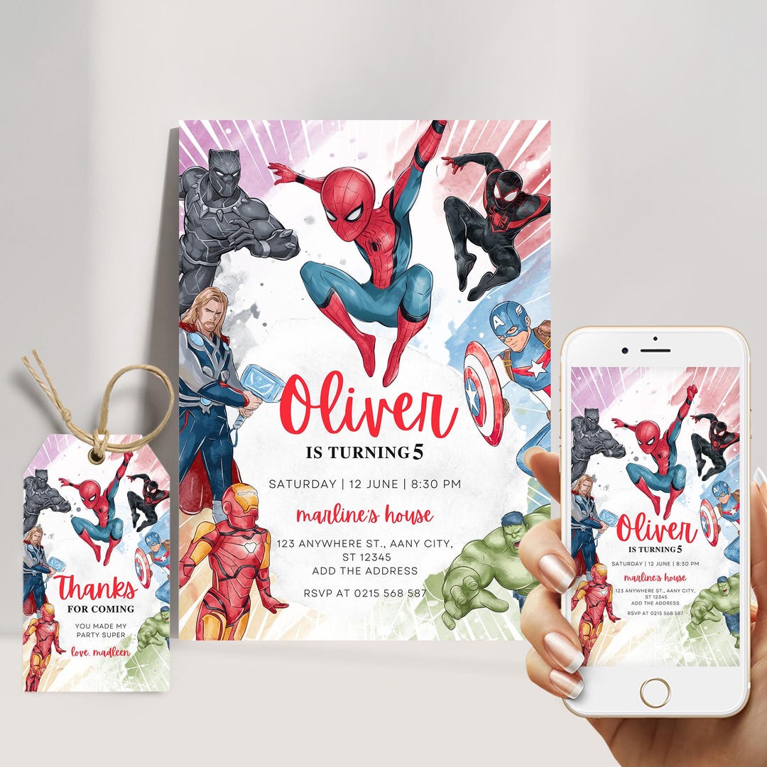 Avengers Birthday Invitation Editable Template, Superhero Digital ...