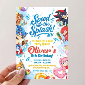 Sonic Pool Party Birthday Invitation: Editable Digital Download - Etsy