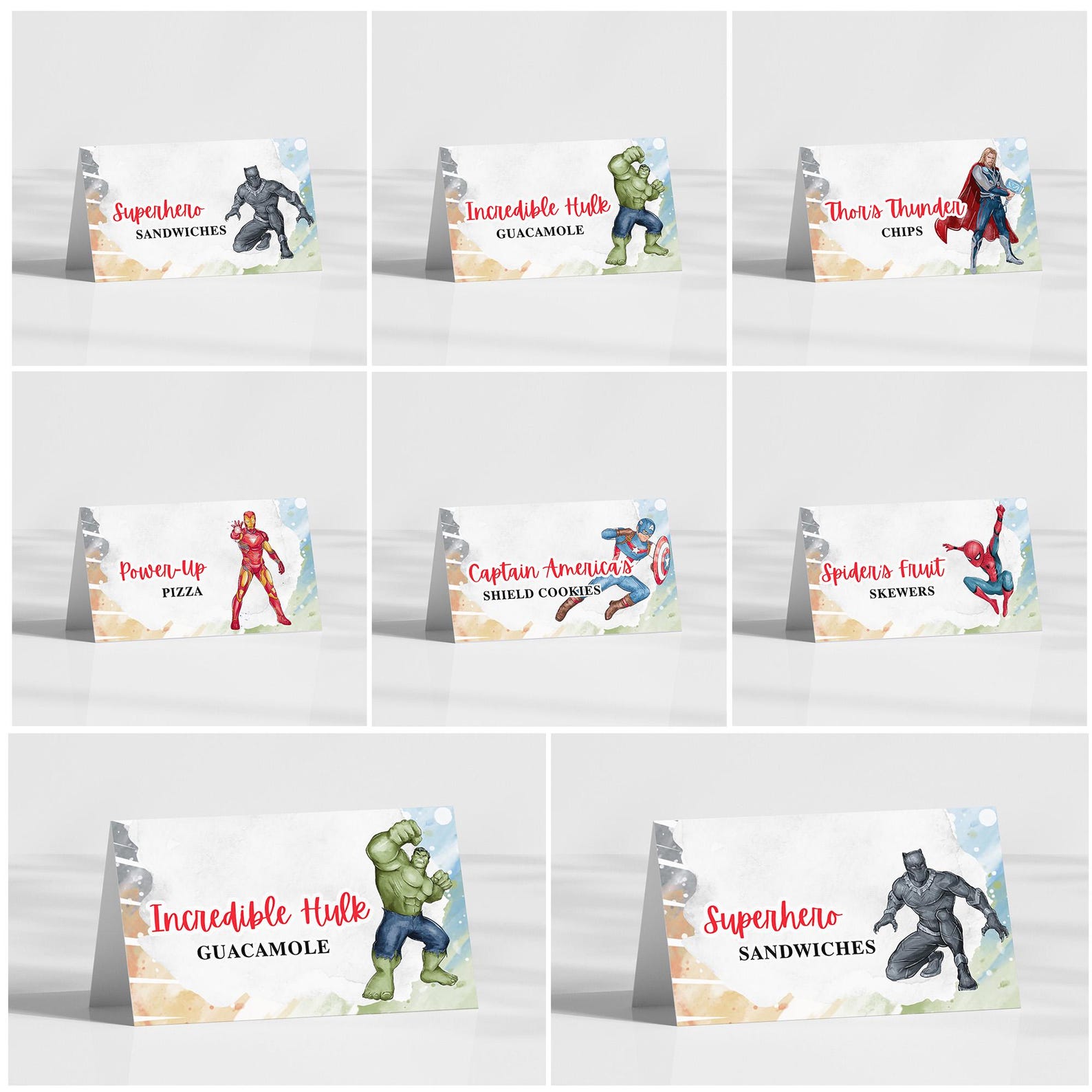 Superhero Birthday Food Labels: Party Tent Cards (digital Download) - Etsy