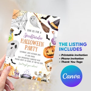 Editable Halloween Party Invitation Spooky Pumpkin Theme Free Thank You ...