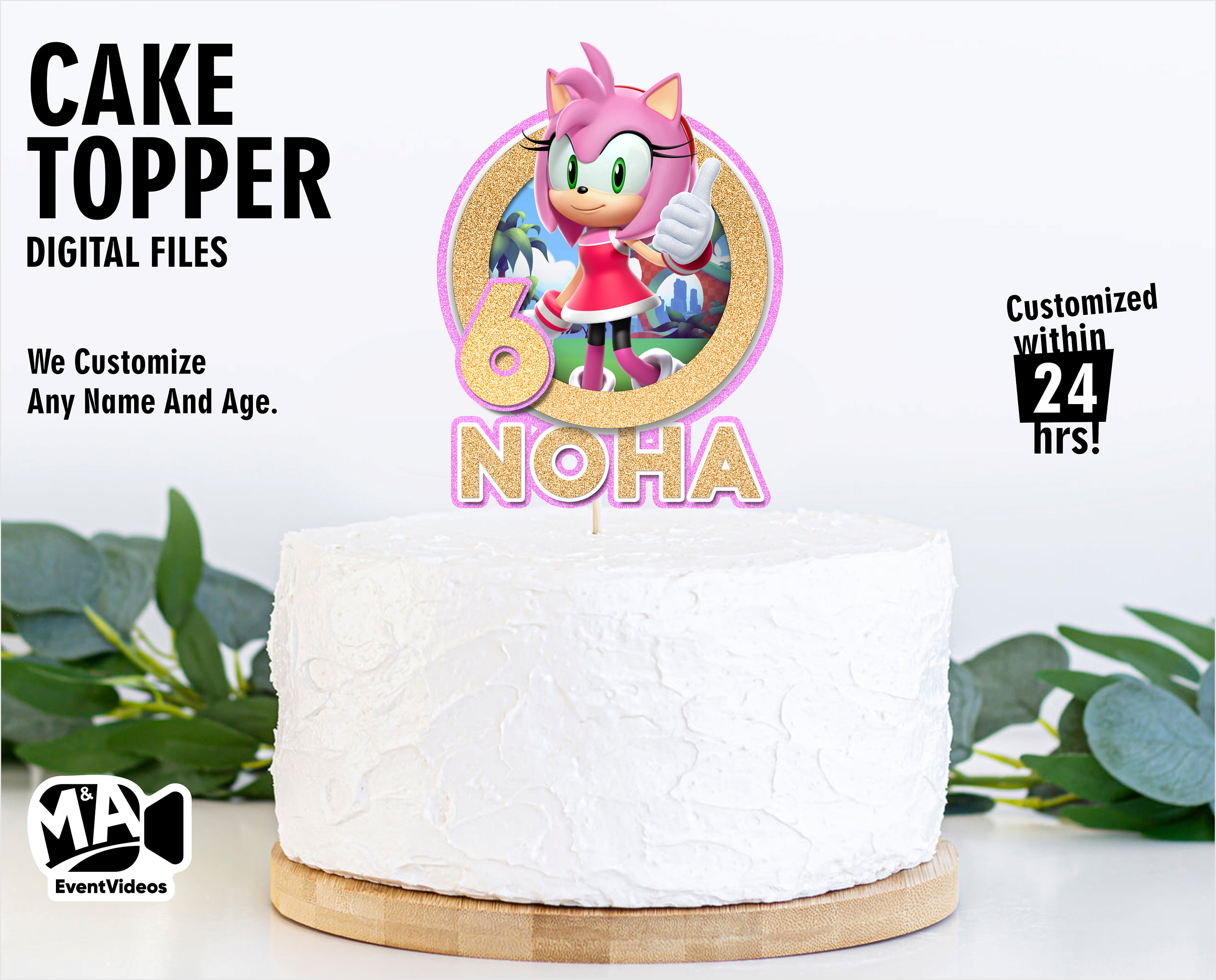 Printable Amy Rose Cake Topper Cake Topper Sonic Sonic the - Etsy