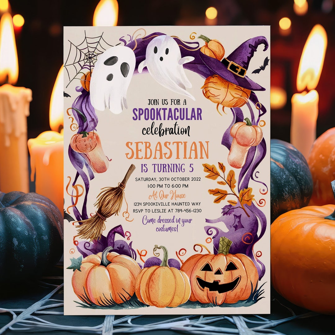 Editable Halloween Party Invitation | Spooky Pumpkin Theme | Free Thank ...