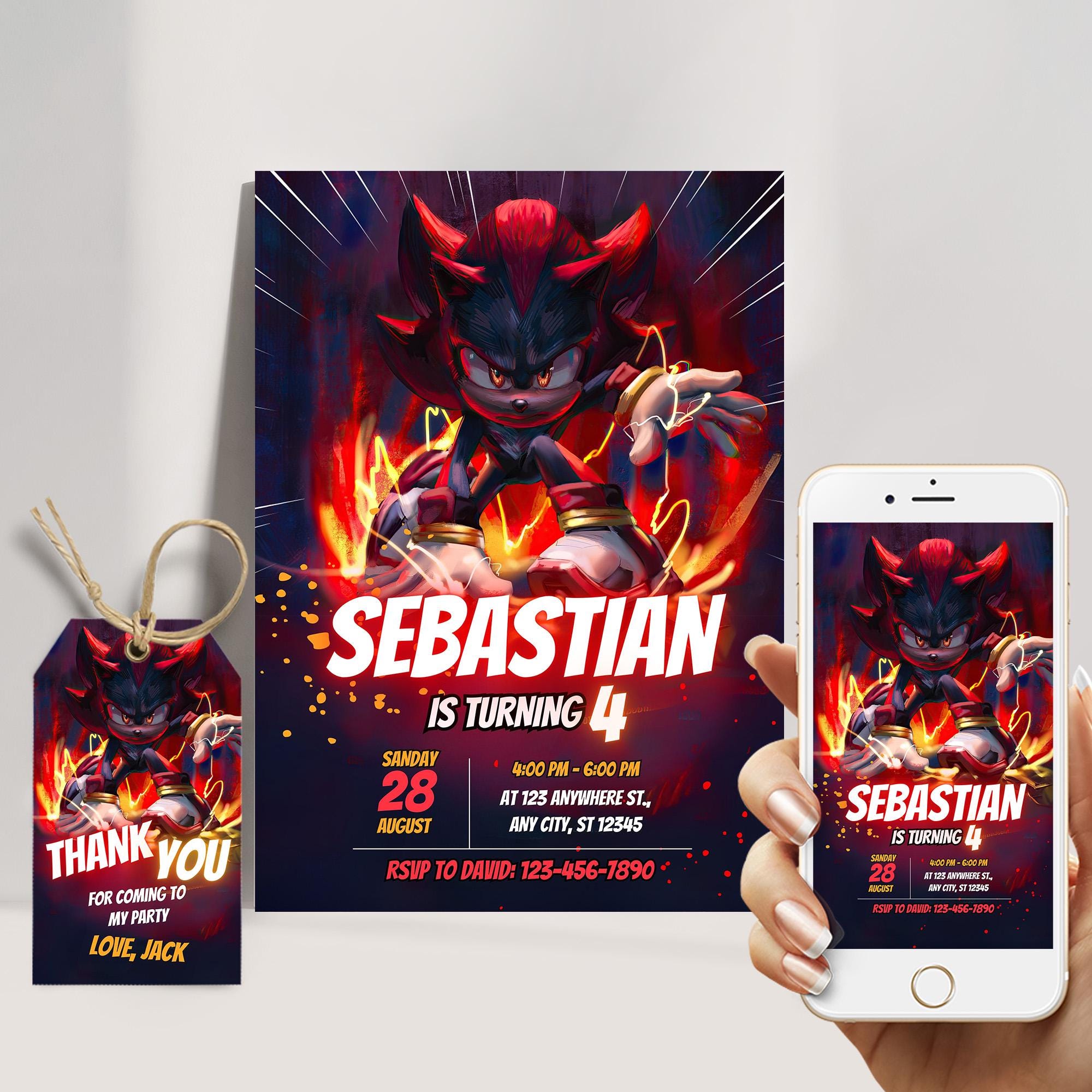 Editable Shadow the Hedgehog Birthday Invitation Template (digital) - Etsy