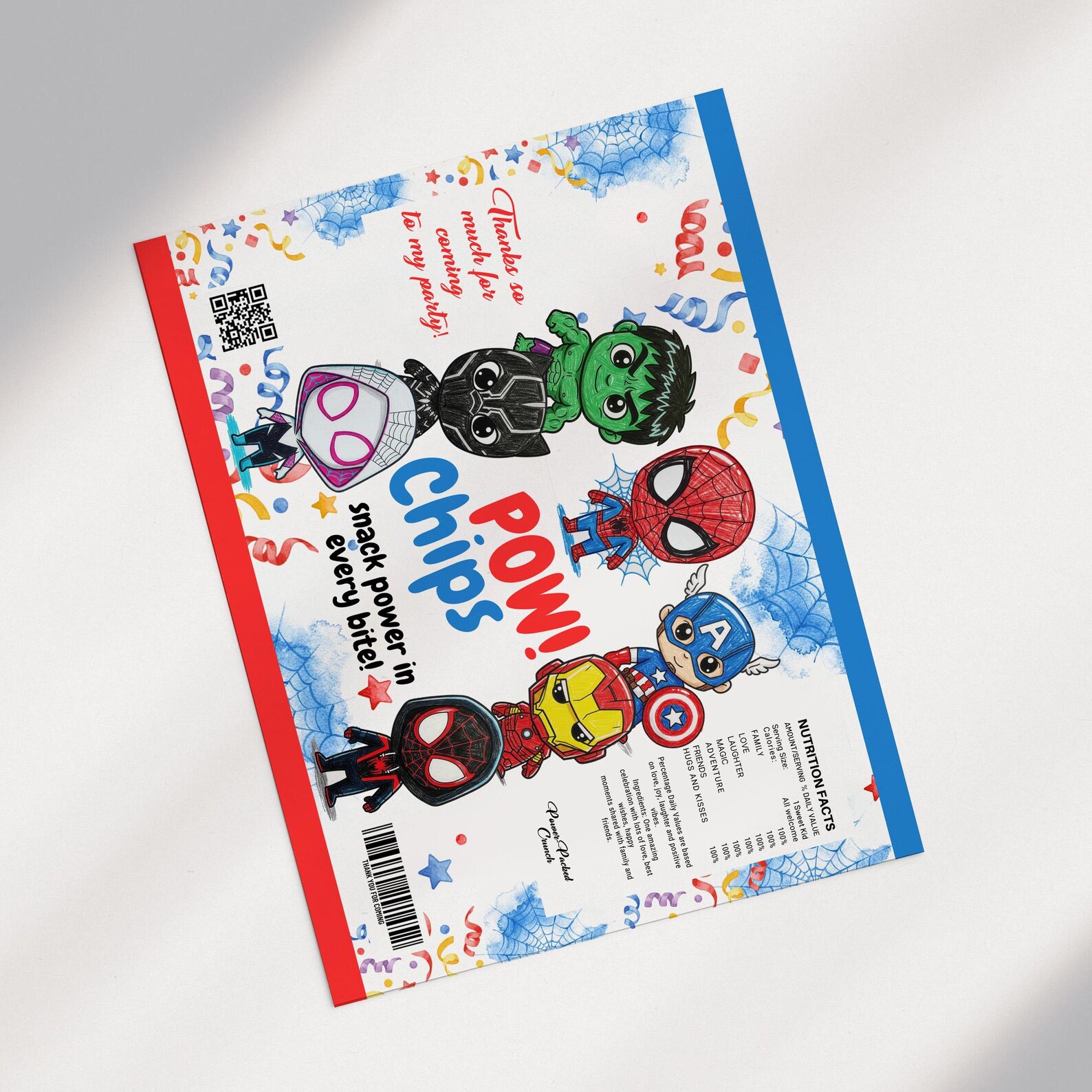 Chibi Superhero Chip Bag Wrapper Template: Printable Party Favor ...