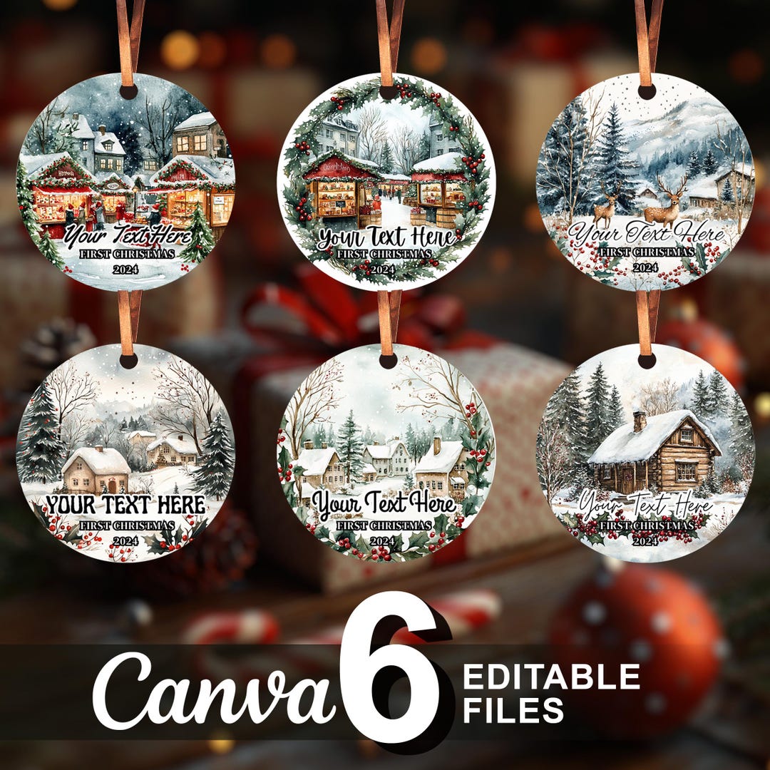 Editable Christmas Magical Reindeer Workshop Ornament Bundle of 6, All ...