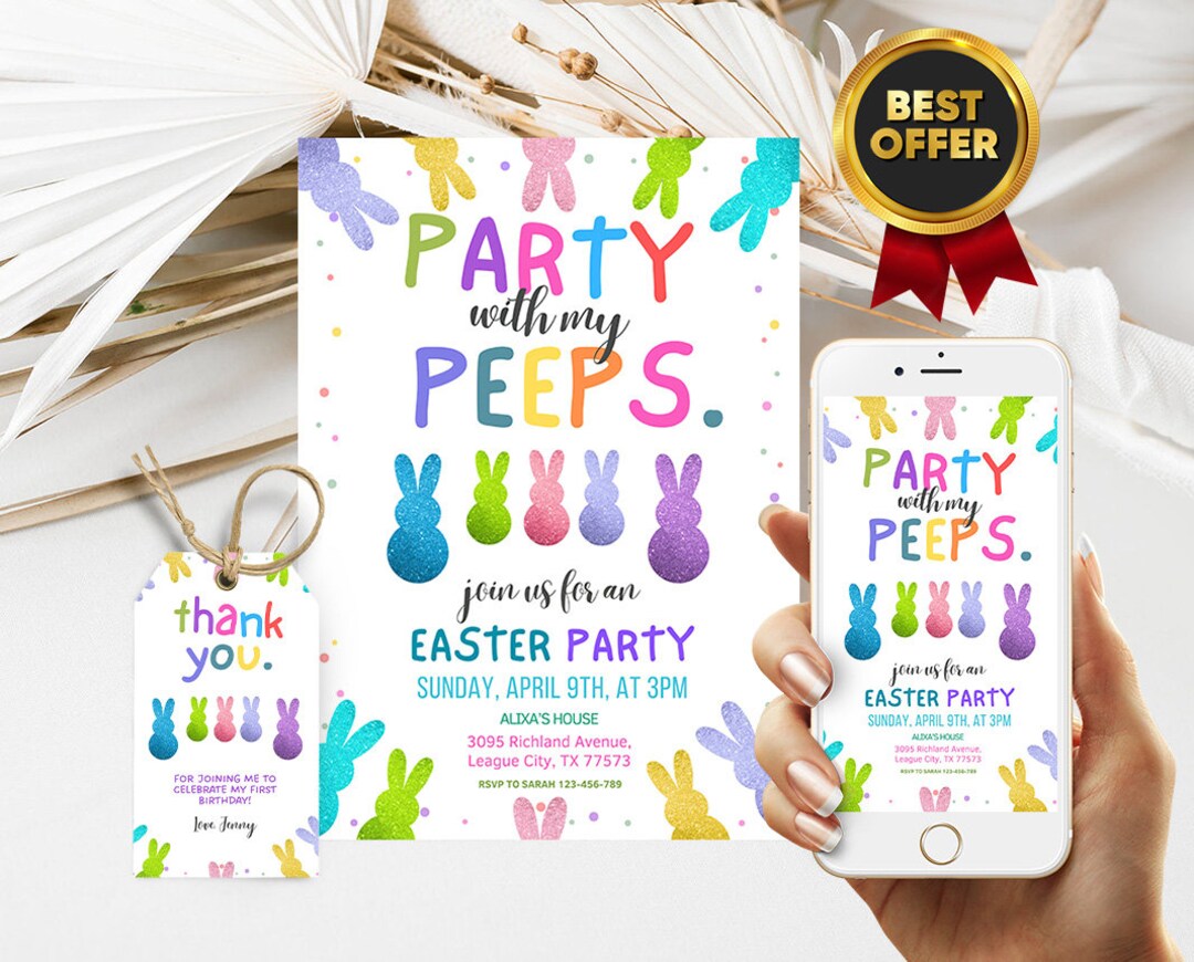 Easter Egg Hunt Invitation Editable Easter Invite Party With My Peeps ...