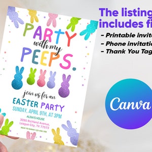 Easter Egg Hunt Invitation Editable Easter Invite Party With My Peeps ...