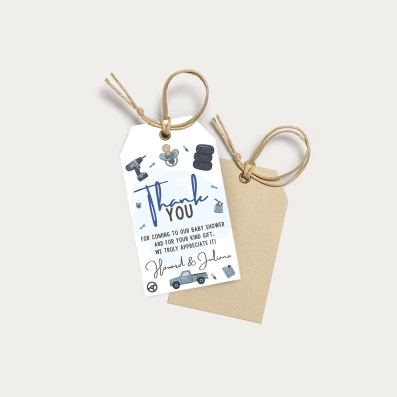 Mechanic Baby Shower Invitation: Blue Truck, Car Tools (digital ...