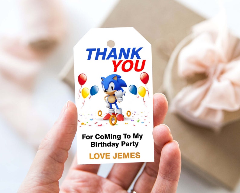Sonic the Hedgehog Invitation FREE Thank You Tags Sonic | Etsy