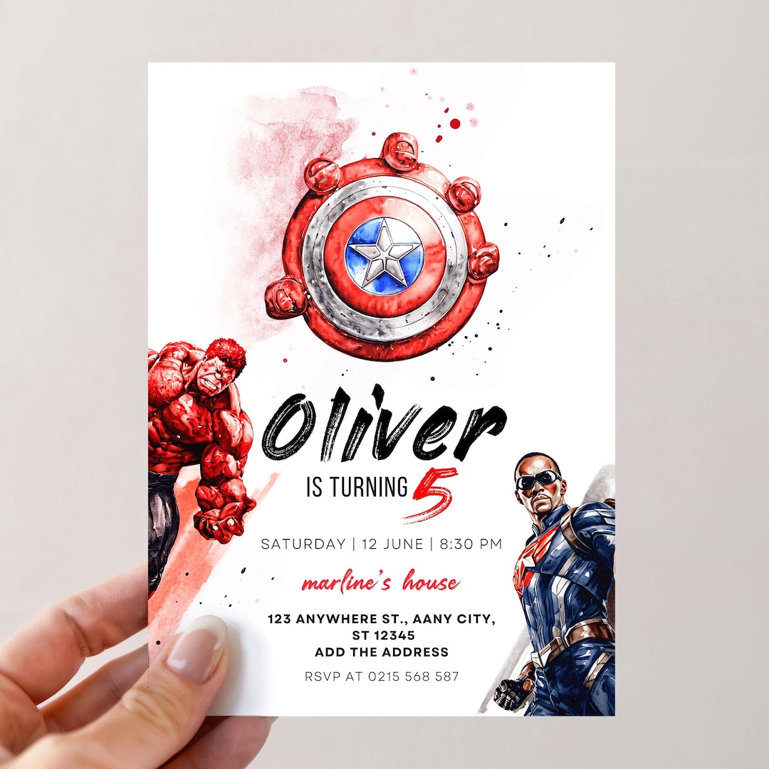 Captain America Birthday Invitation: Editable Superhero Template ...