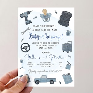 Mechanic Baby Shower Invitation: Blue Truck, Car Tools (digital ...