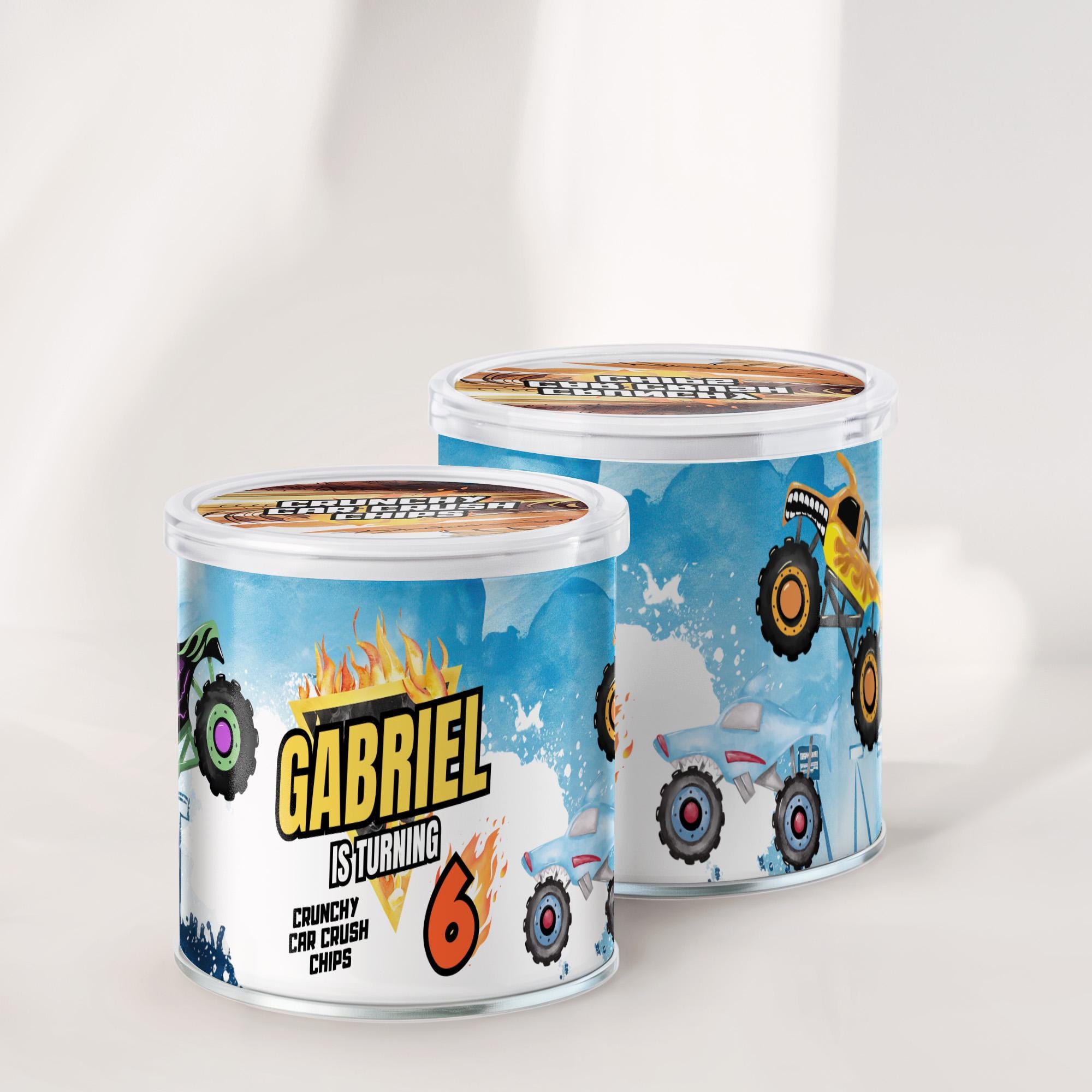 Monster Truck Birthday Pringles Label: Party Favor Template (digital ...