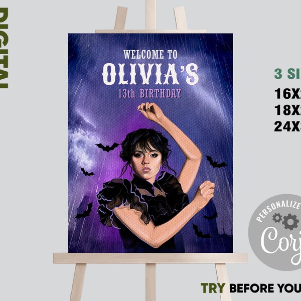 Wednesday Addams Birthday Sign - Etsy
