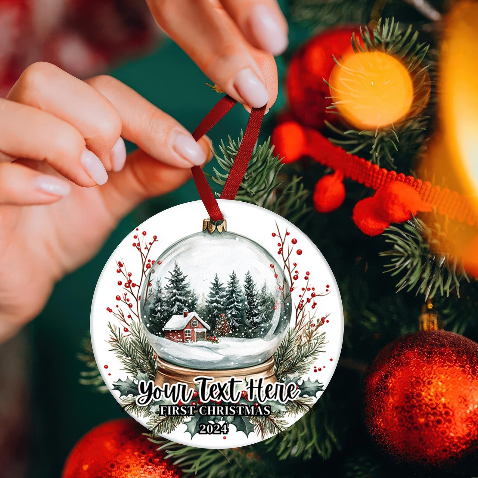 Editable Christmas Winter Wonderland Ornament Bundle of 6, All Text ...