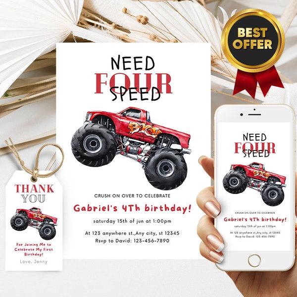 Need Four Speed Digital Birthday Invitation - Etsy