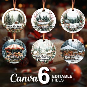 Editable Christmas Winter Snowglobe Ornament Bundle of 6, All Text ...