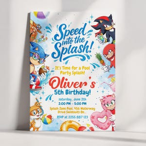 Sonic Pool Party Birthday Invitation: Editable Digital Download - Etsy