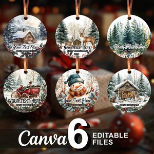 Editable Christmas Winter Wonderland Ornament Bundle of 6, All Text ...