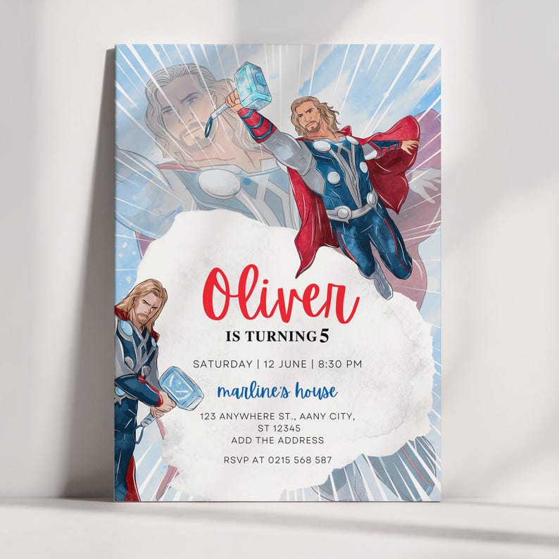 Thor Birthday Invitation: Editable Avengers Party Invite (digital ...