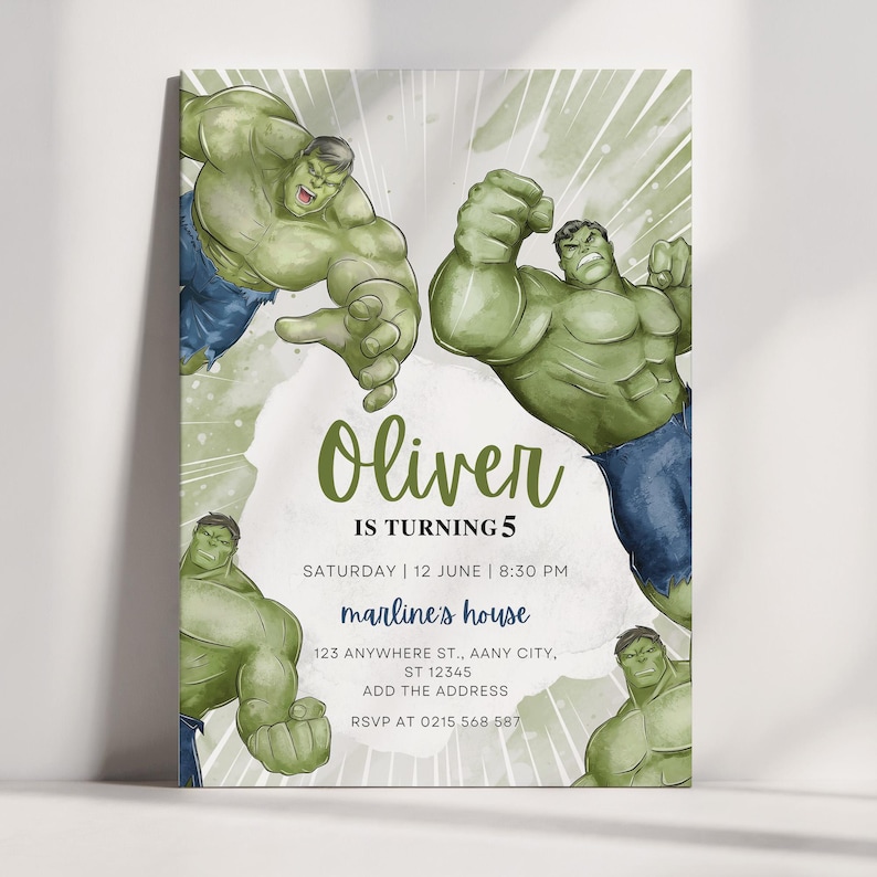 Hulk Vs Spiderman Birthday Invitation: Editable Party Invite (digital ...