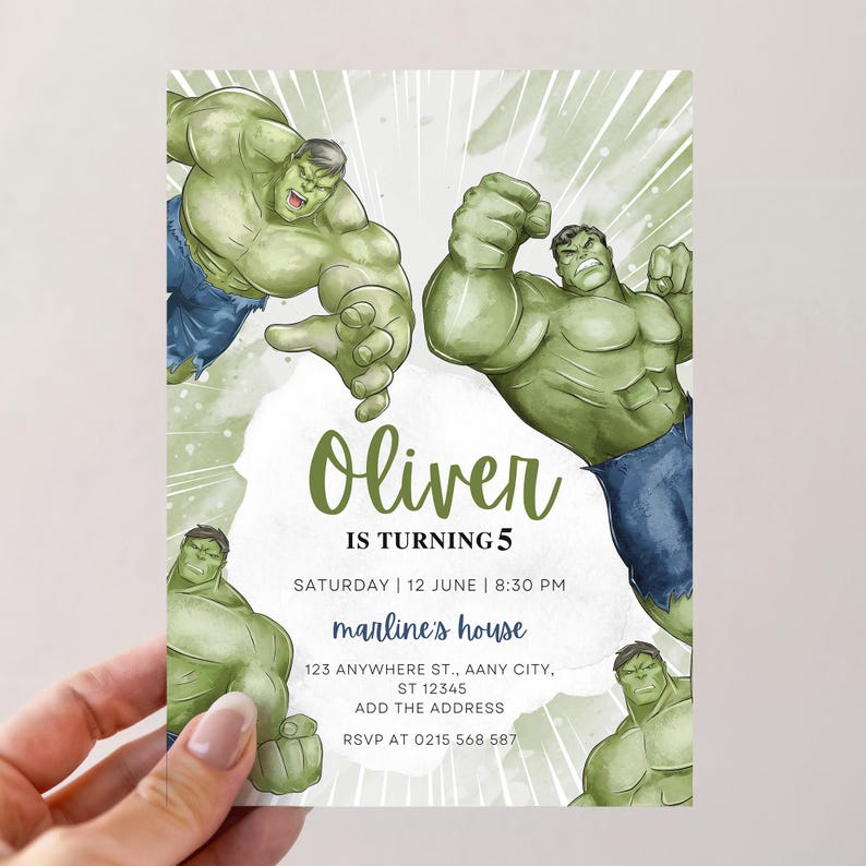 Hulk Vs Spiderman Birthday Invitation: Editable Party Invite (digital ...